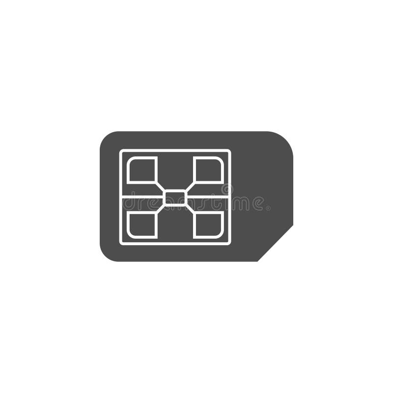 Cellular Sim Card Black Solid Style Icon Vector Illustration Stock ...