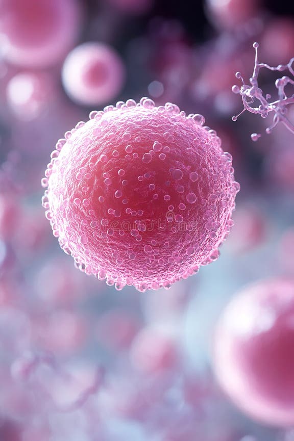 Cellular Structure of a Light Pink Sperm Reproduction Cell is Observed ...