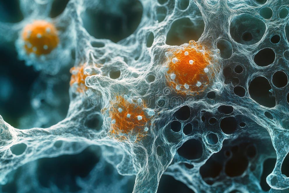 Cellular Structure Under Microscopic Lens Showcases Vibrant Orange ...