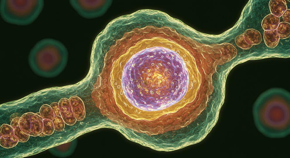 Cellular Structure Visualization Showing Internal Organization and ...