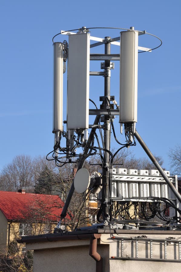 Cellular System on the Roof of a Building Stock Image - Image of radio ...