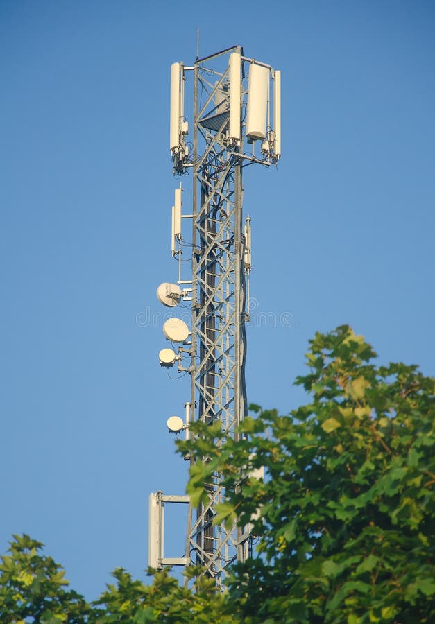 Cellular tower in forest stock photo. Image of receiver - 32477740