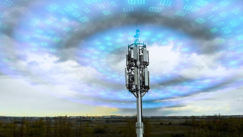 Cellular Tower Spreading Signal 5g, 4g, 3g. Wave Radiation Effect of ... Cellular Tower Spreading Signal 5g, 4g, 3g. Wave Radiation Effect of ...