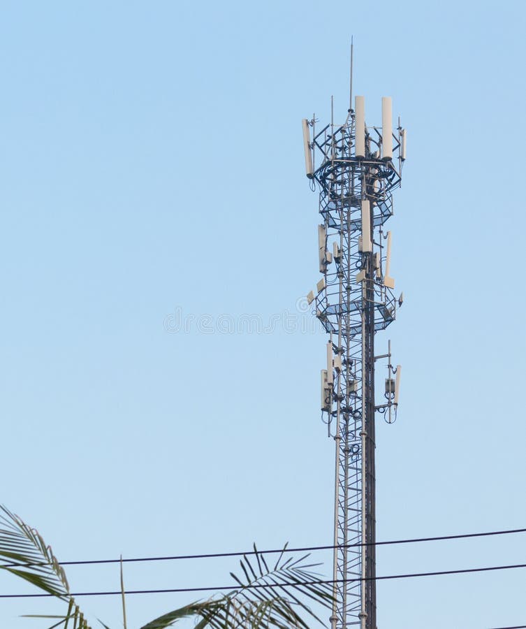 Cellular Transmitter Telecommunication Tower Stock Photo - Image of ...
