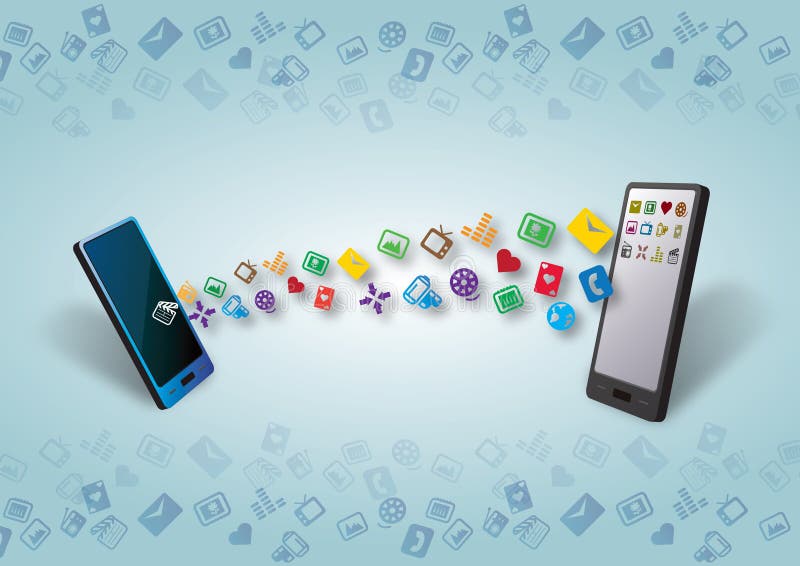 Cellulars Smartphones Data and Content Transfer Stock Illustration ...