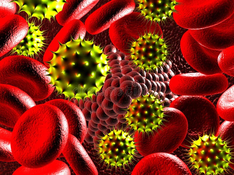 Cellule De Virus Et Globule Sanguin Illustration Stock - Illustration ...