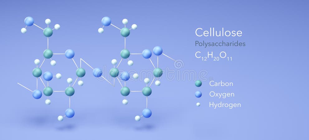 Cellulose, Polysaccharide. Molecular Structures, 3d Rendering ...