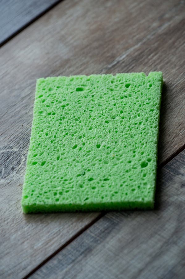 Cellulose Sponge Kitchen Objects on the Wood Texture Background ...