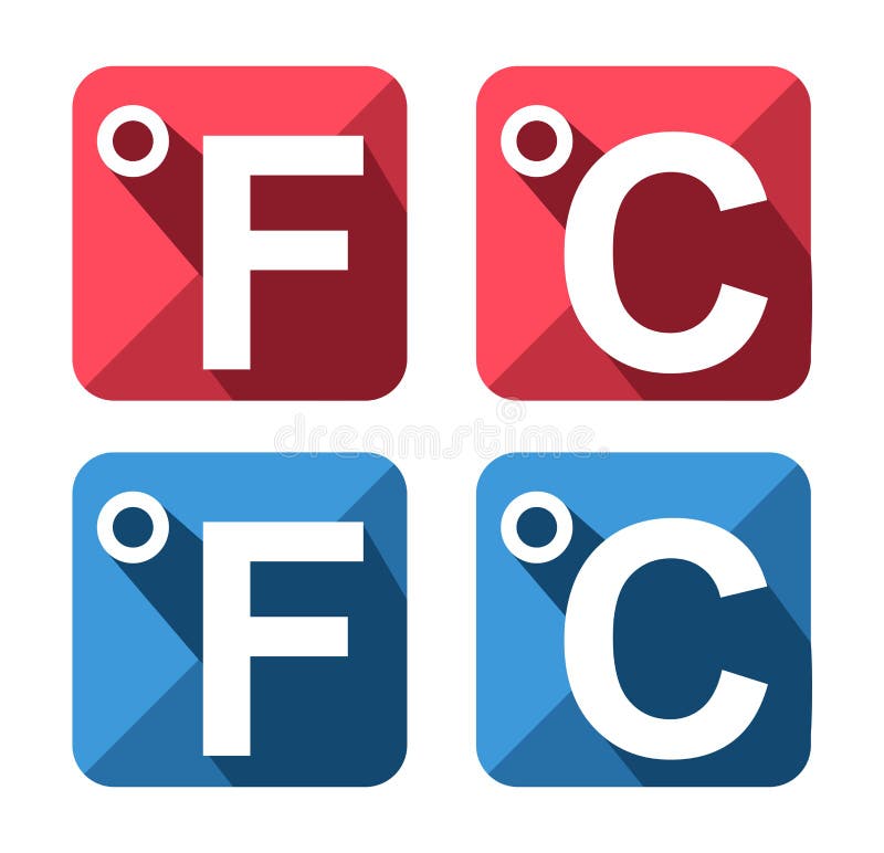 Celsius and Fahrenheit Symbol Icon Set Stock Vector - Illustration of ...