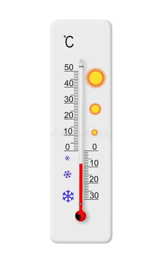 Celsius Scale Thermometer Isolated on White Background. Ambient ...