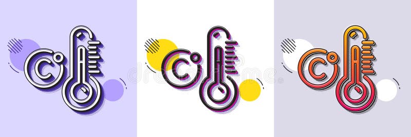 Celsius Thermometer Line Icon. Temperature Diagnostic Sign. Halftone ...