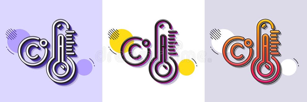 Celsius Thermometer Line Icon. Temperature Diagnostic Sign. Halftone ...