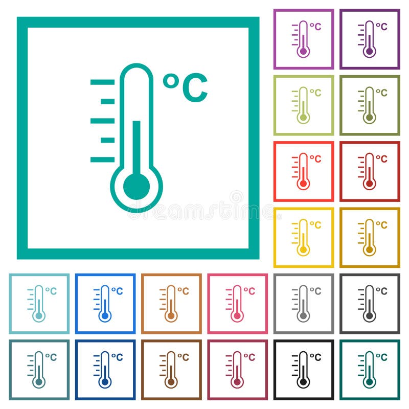 Celsius Thermometer Medium Temperature Flat Color Icons with Quadrant ...