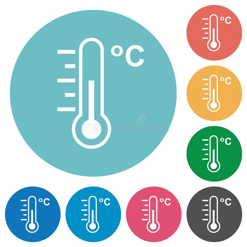 Celsius Thermometer Medium Temperature Flat Round Icons Stock Vector ...
