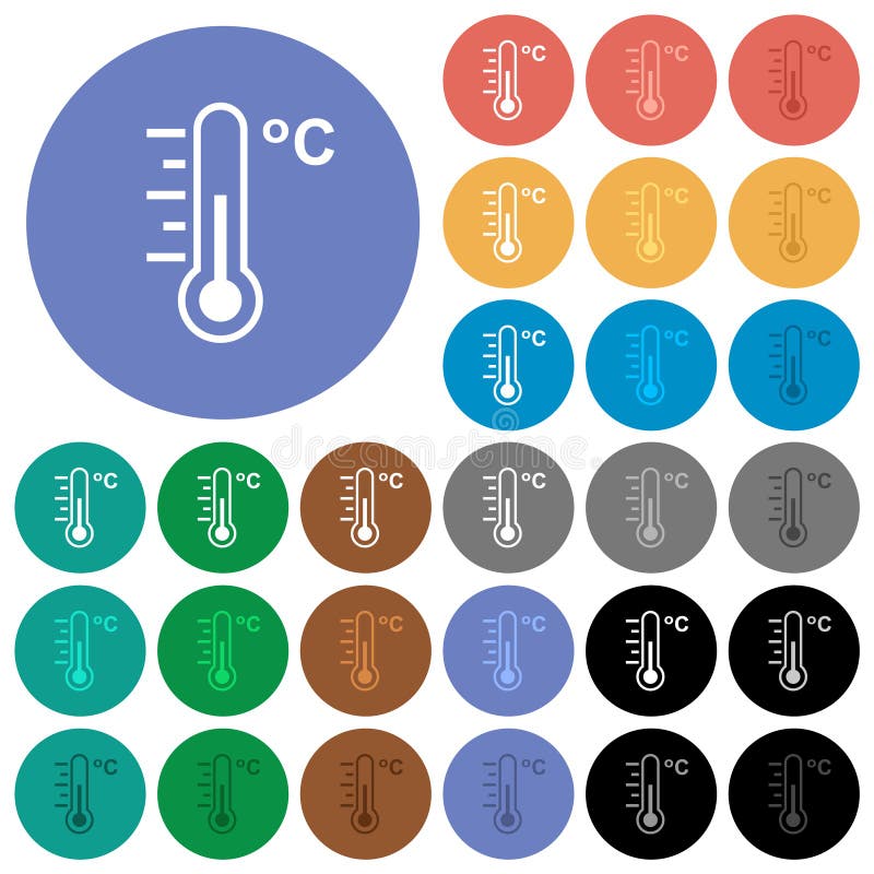 Celsius Thermometer Medium Temperature Round Flat Multi Colored Icons Stock Vector ...