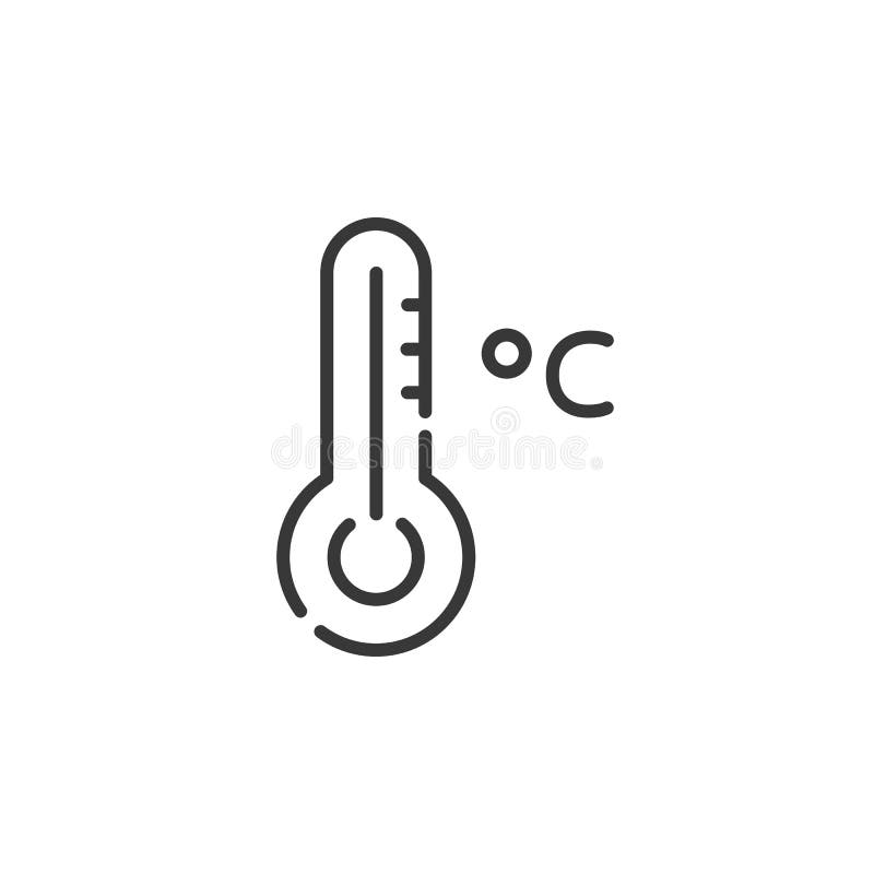 Thermometer Thin Line Icon. Temperature Scale Vector Illustration ...