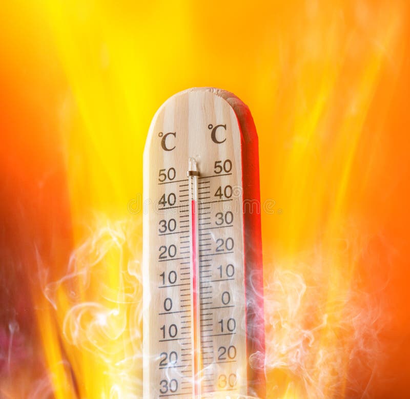 Celsius Thermomether with Fire Flames Stock Image - Image of celsius ...