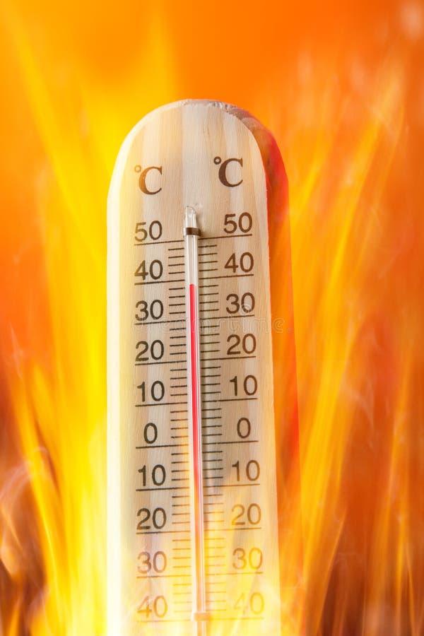 Celsius Thermomether with Fire Flames Stock Photo - Image of celsius ...