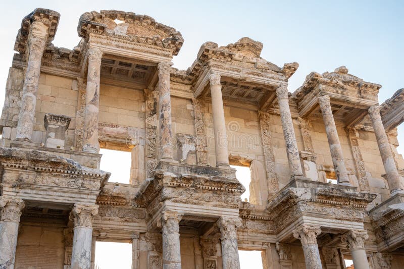Celsus Library in the Ancient City of Ephesus with Its Magnificent View ...