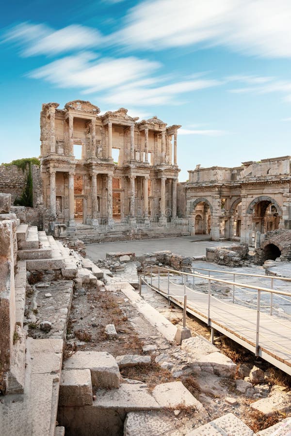 Celsus Library in the Ancient City of Ephesus with Its Magnificent View ...