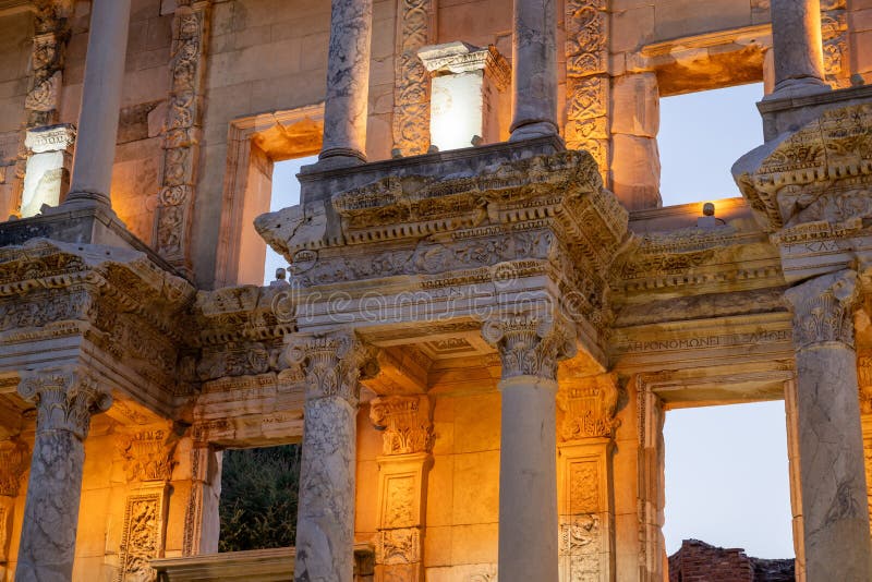 Celsus Library in the Ancient City of Ephesus with Its Magnificent View ...