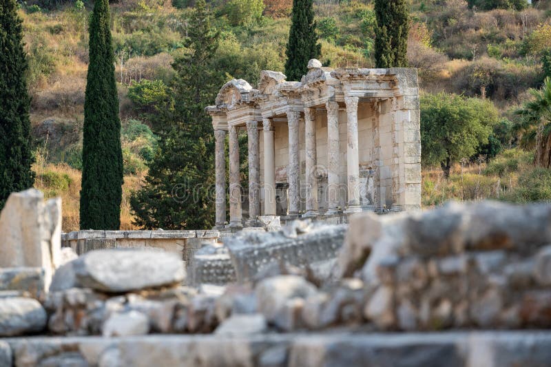 Celsus Library in the Ancient City of Ephesus with Its Magnificent View ...