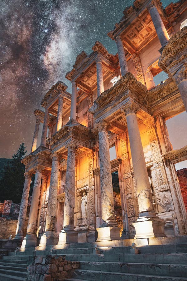 Celsus Library in the Ancient City of Ephesus with Its Magnificent View ...