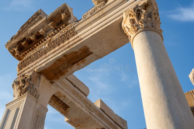 Celsus Library in the Ancient City of Ephesus with Its Magnificent View ...