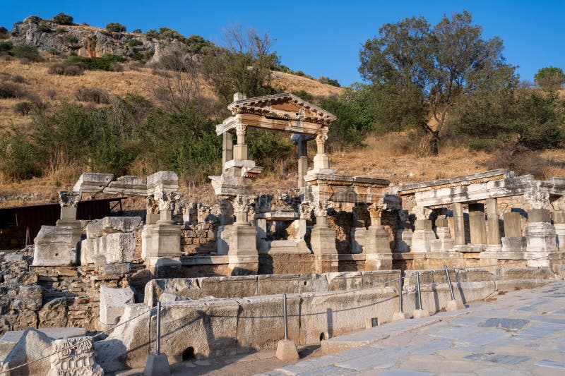 Celsus Library in the Ancient City of Ephesus with Its Magnificent View ...