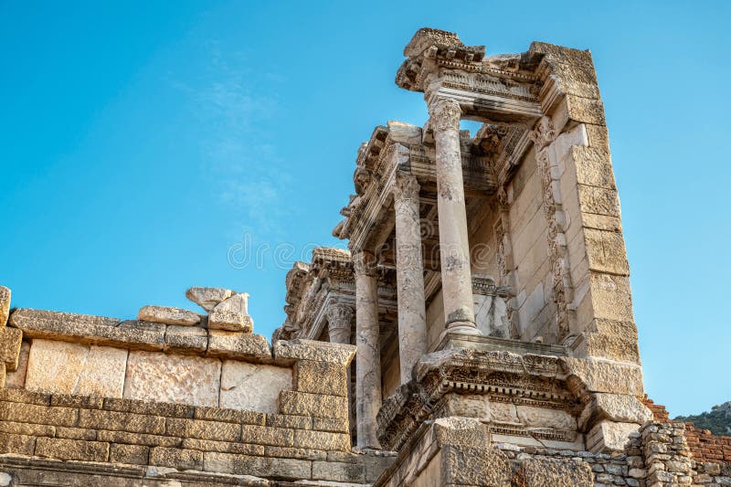 Celsus Library in the Ancient City of Ephesus with Its Magnificent View ...