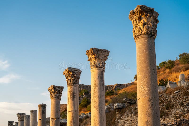 Celsus Library in the Ancient City of Ephesus with Its Magnificent View ...