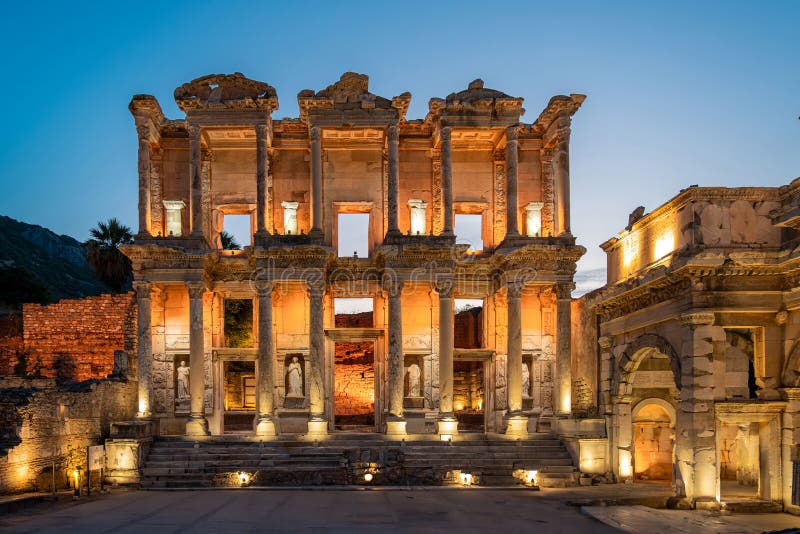 Celsus Library Ancient City Ephesus Its Magnificent View Night Museums ...