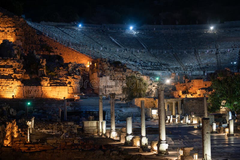 Celsus Library in the Ancient City of Ephesus with Its Magnificent View ...