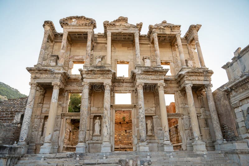 Celsus Library in the Ancient City of Ephesus with Its Magnificent View ...