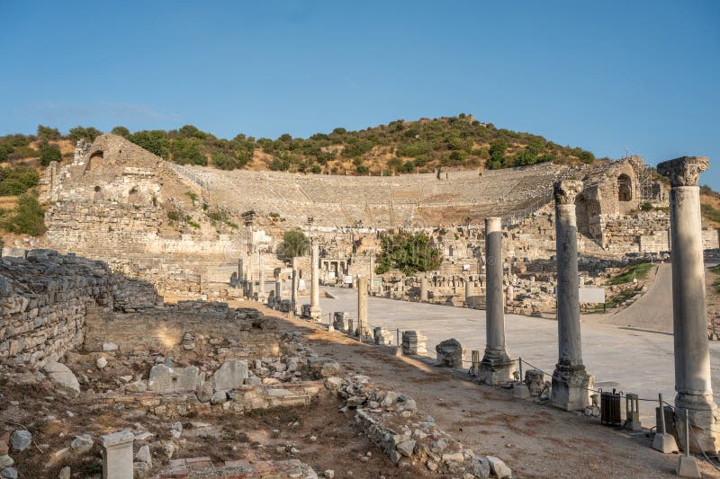 Celsus Library in the Ancient City of Ephesus with Its Magnificent View ...