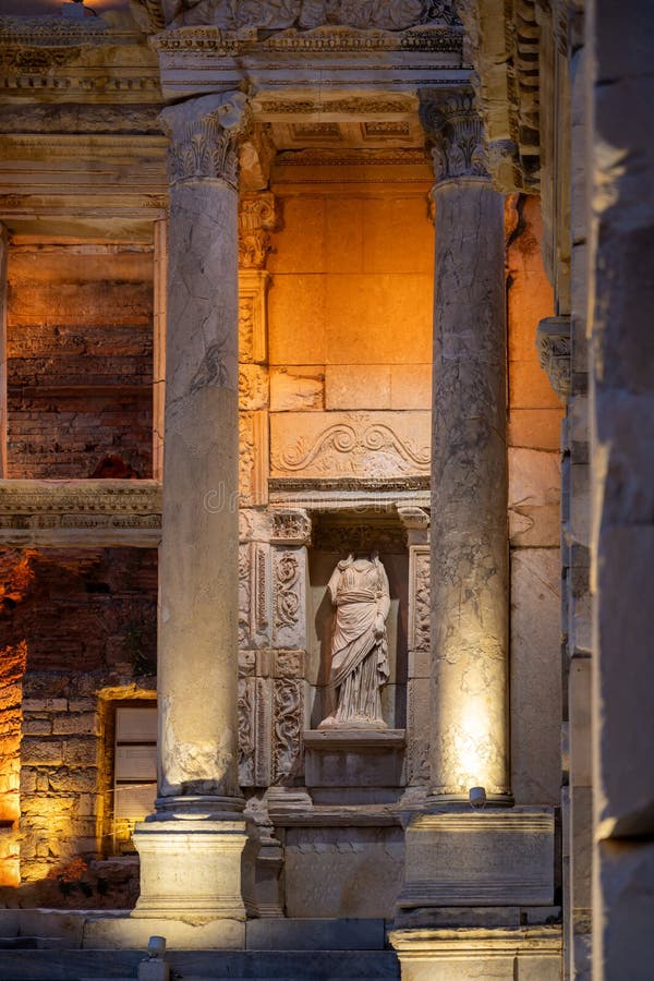 Celsus Library in the Ancient City of Ephesus with Its Magnificent View ...