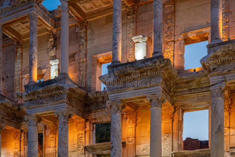 Celsus Library in the Ancient City of Ephesus with Its Magnificent View ...