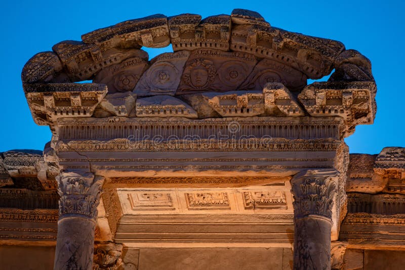 Celsus Library in the Ancient City of Ephesus with Its Magnificent View ...