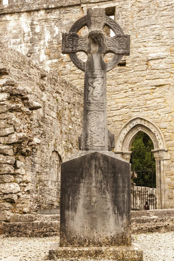 Celtic Cross at Cong Abbey, Ireland Stock Photo - Image of ireland ...