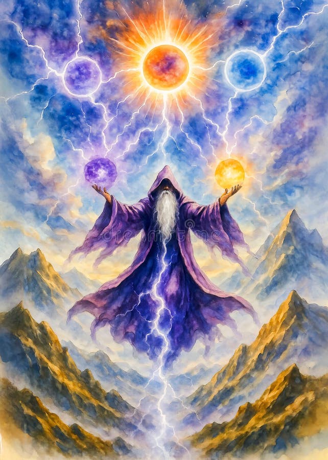 Celtic Druid Summoning Elemental Powers Stock Illustration ...