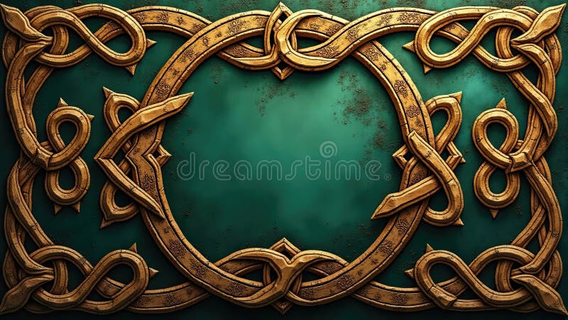 Celtic Frame Design with Intricate Patterns and a Rich Emerald ...