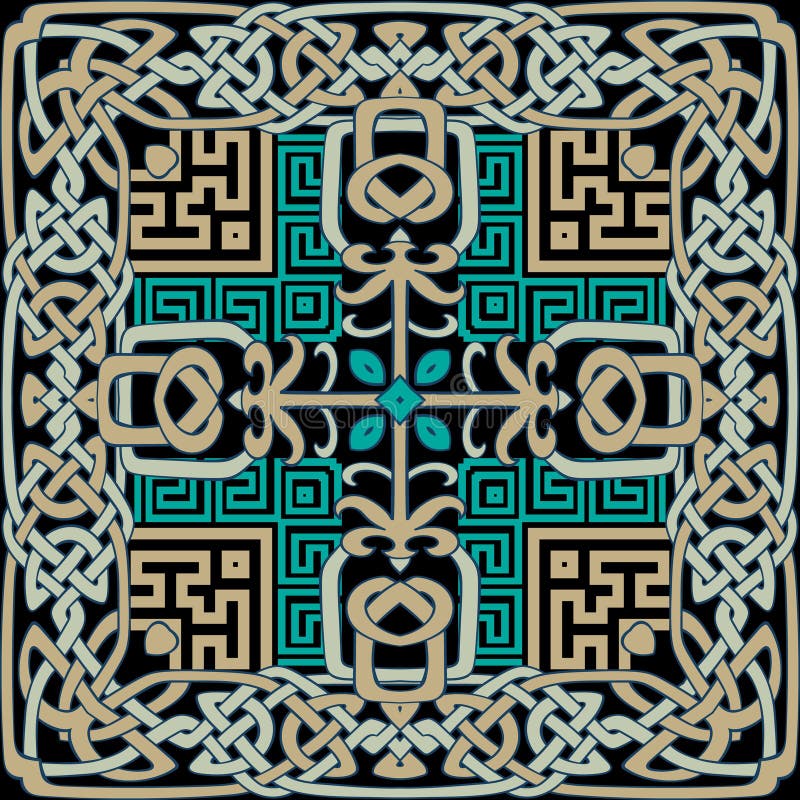 Celtic Greek Style Lines Square Frames Borders Seamless Pattern ...