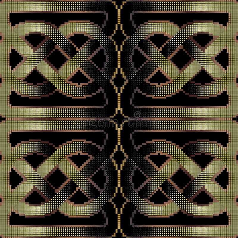 Celtic Halftone Borders Seamless Pattern. Mosaic Squares Half Tone ...