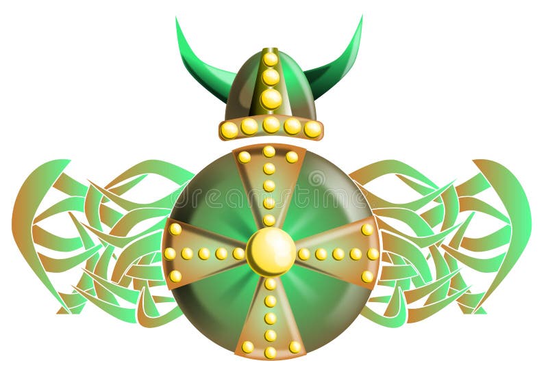 Celtic Helmet with Wings Swords and Floral Decoration Stock Vector ...