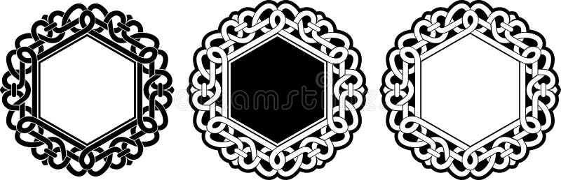 Celtic Hexagonal Shape Ornament Set Illustration Stock Vector ...