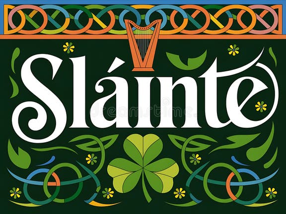 Celtic-inspired Typography with Traditional Irish Elements Stock ...