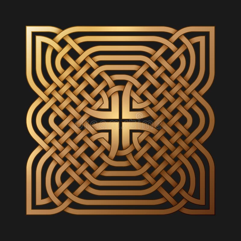 Celtic Interlacing Golden Knot on Black Background Stock Vector ...