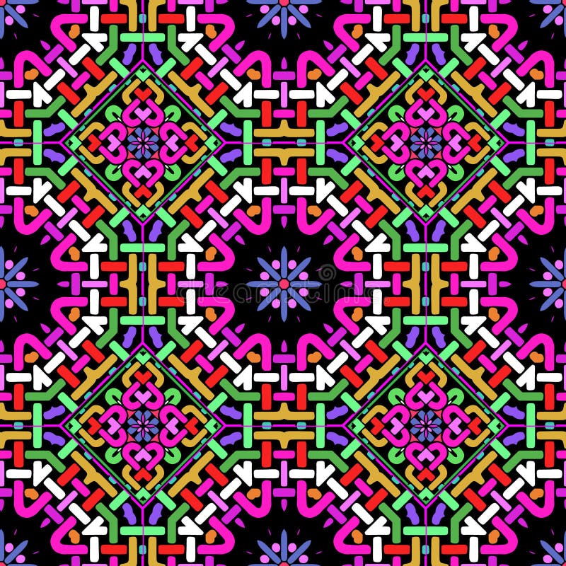 Celtic Intricate Colorful Bright Seamless Pattern. Ornamental Celtic ...