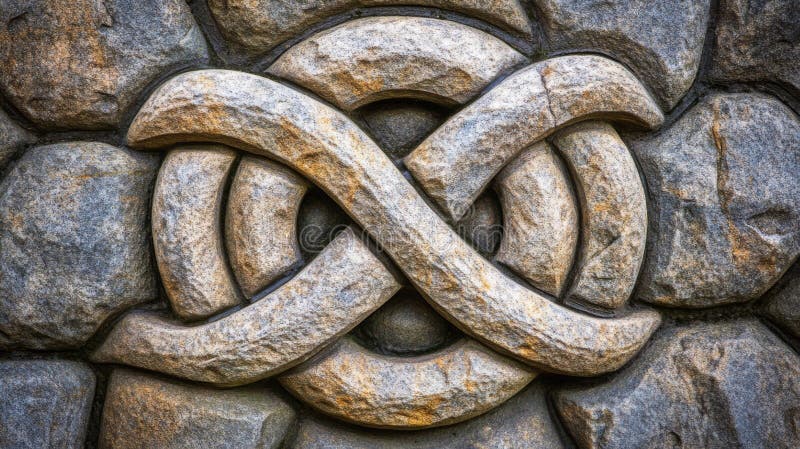 Celtic Knot Carving in Grey Stone Wall Stock Illustration ...