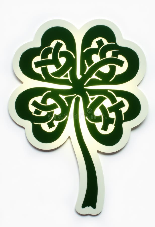 Celtic Knot Four-leaf Clover Symbol in Green and White. AI Generation ...